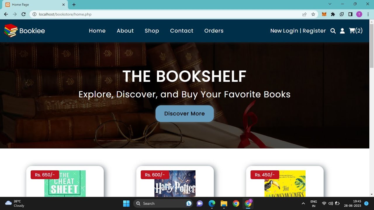 Bookstore Website developed using Html, Css, Javascript & Php.
