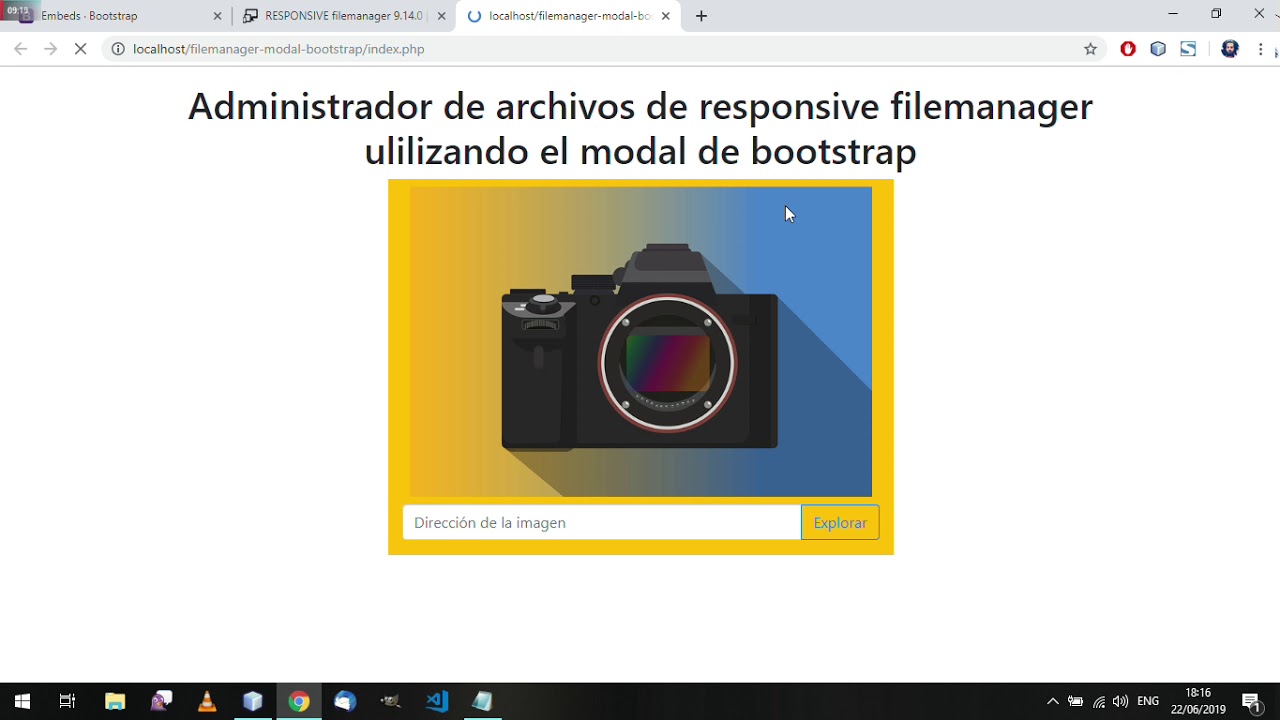 responsive filemanager + modal bootstrap