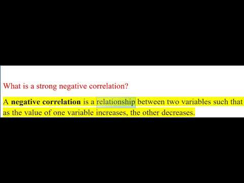 What is a strong negative correlation