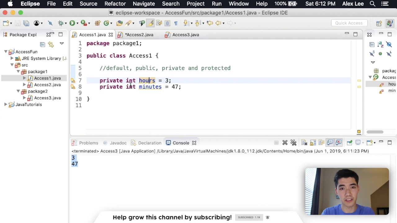 Access Modifiers Java Tutorial #82