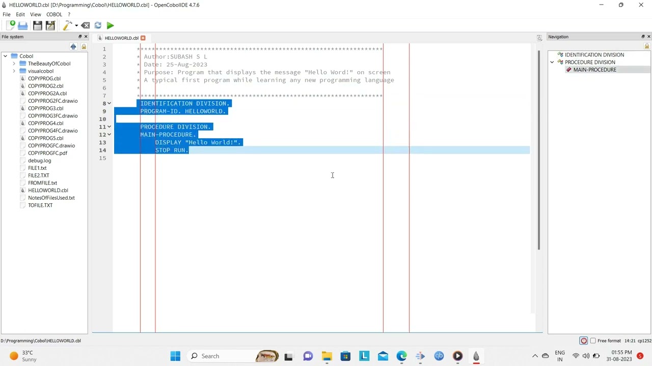 Running your first Cobol Program