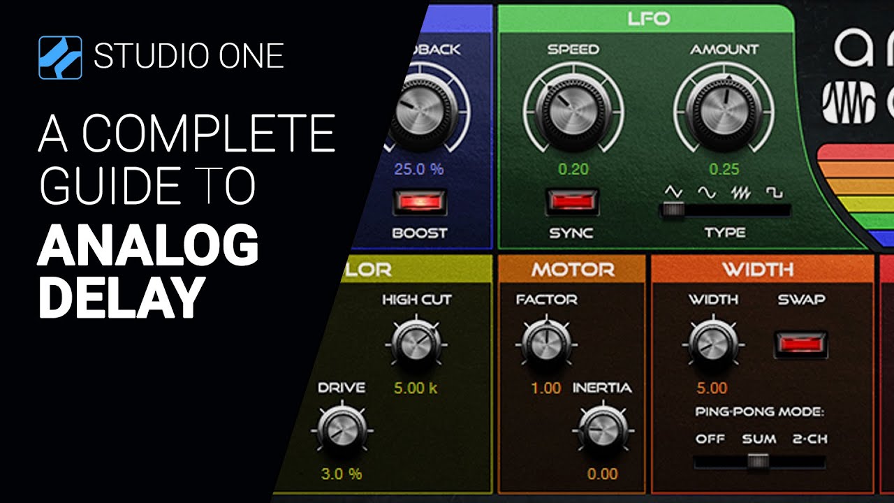 A guide to the Studio One ANALOG DELAY - complete walkthrough tutorial