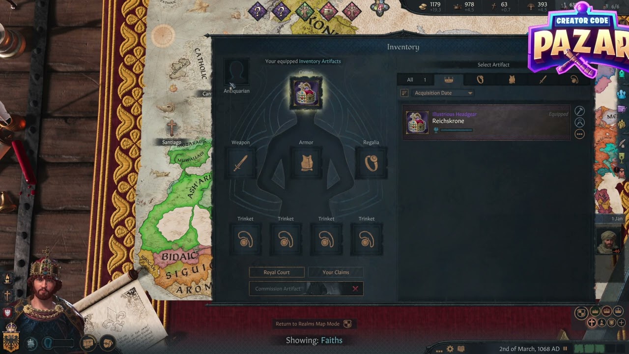 How to Equip Inventory Artifacts in Crusader Kings III