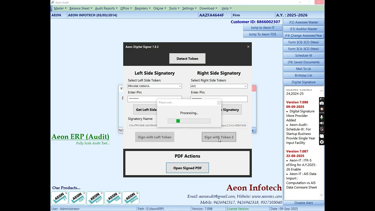 Lesson-19 How to Add Digital Signature in Aeon ERP Audit Tool with PDF Signing  | Aeon Infotech