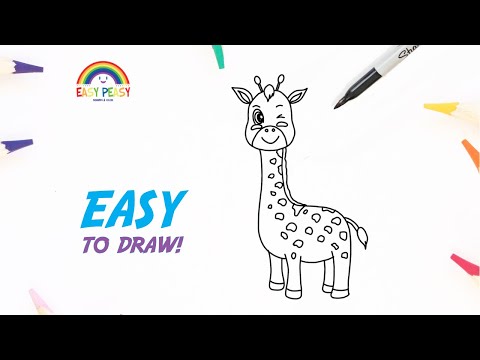 How to Draw a CUTE Giraffe EASY - Cartoon Giraffe Drawing