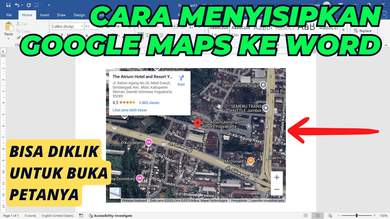 How to Insert Google Maps Directly into a Word Document and Click to Open the Location Map