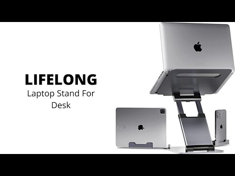 LIFELONG | Ergonomic Laptop Stand For Desk, Adjustable Height Up To 20", Laptop Riser Computer Stand