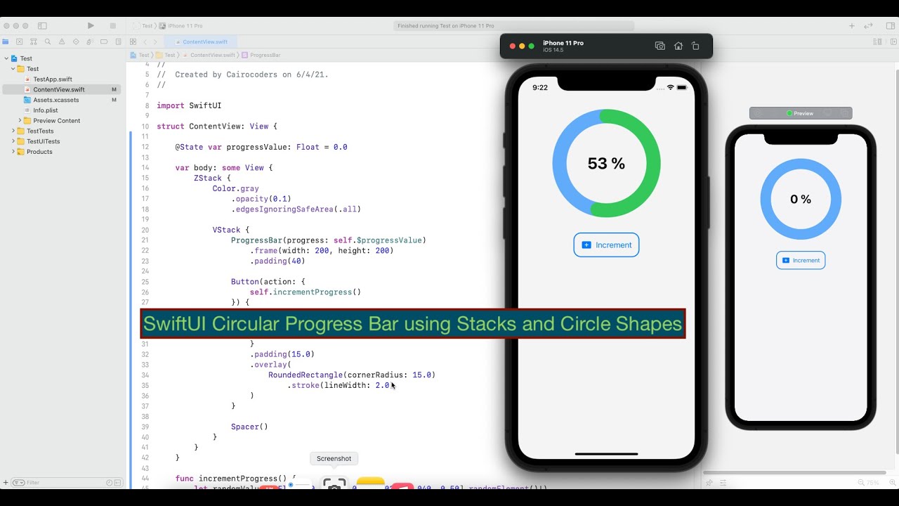 SwiftUI Circular Progress Bar using Stacks and Circle Shapes