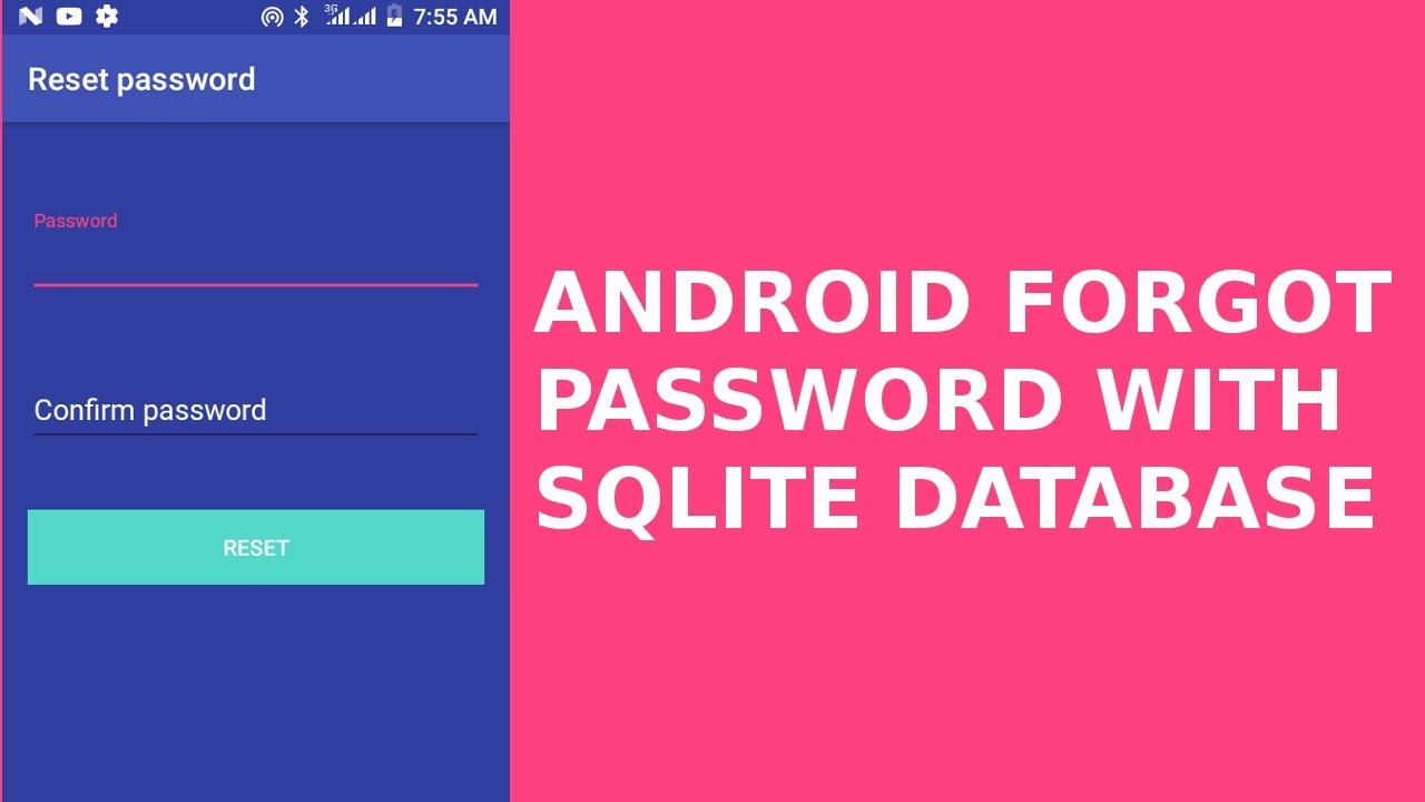 ANDROID FORGOT PASSWORD WITH SQLITE DATABASE