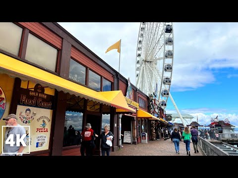 Seattle Waterfront via Pike Place Market to Myrtle Edwards Park | 4K Seattle Walking Tour