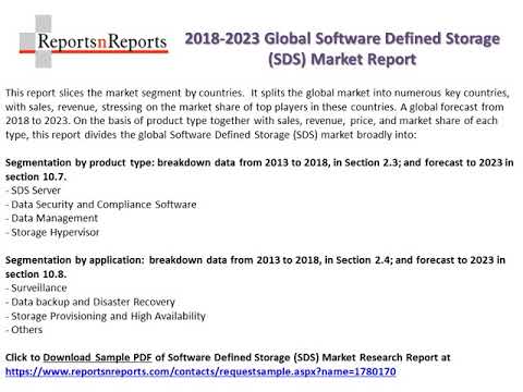 Global Software Defined Storage (SDS) Market Industry 2018 Research Report with Detailed Forecast