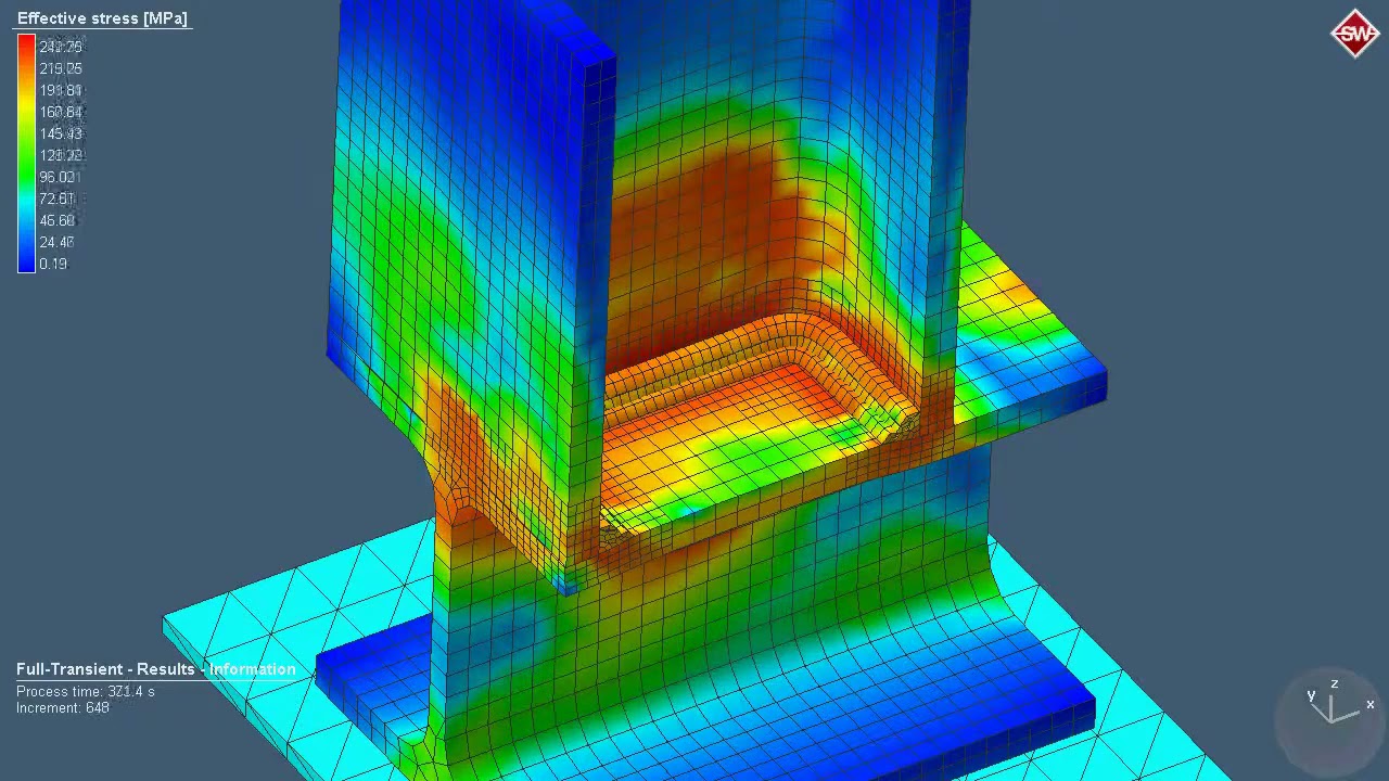 Welding simulation   Multipass welding   Stress analysis 720p