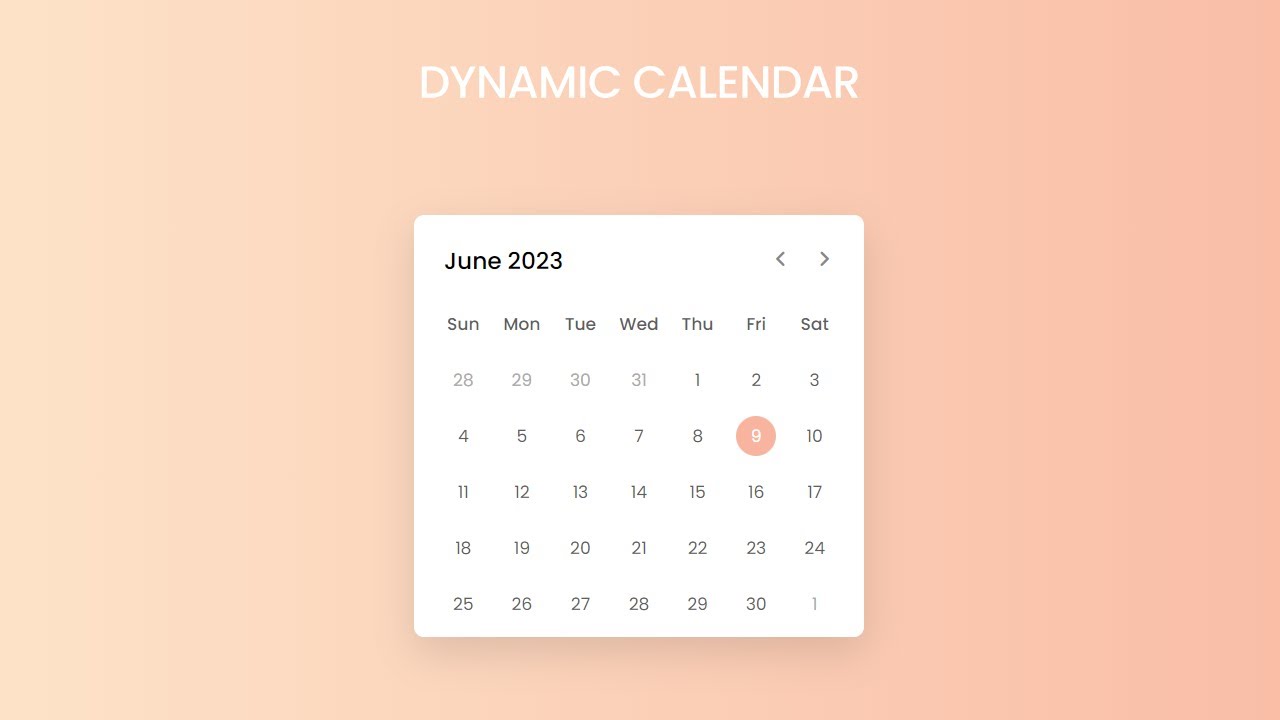 Dynamic Calendar JavaScript | Tutorial