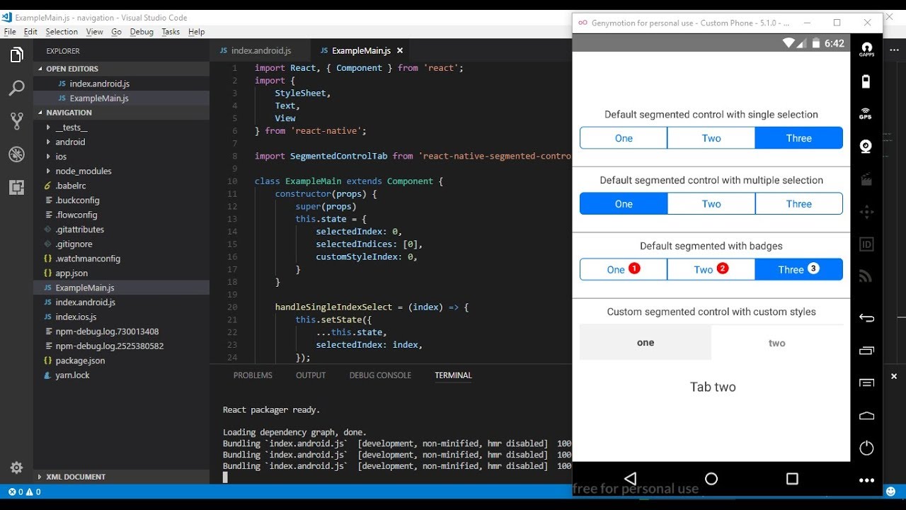 React Native - How to make Segmented Control Tab for android and IOS