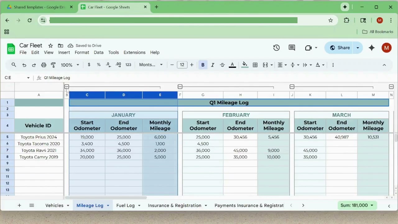 Fleet Management Spreadsheet Instructions