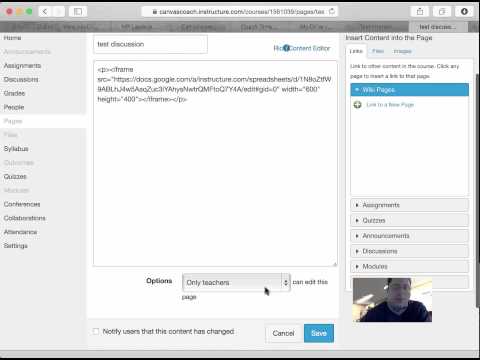 Embed interactive spreadsheet in Canvas
