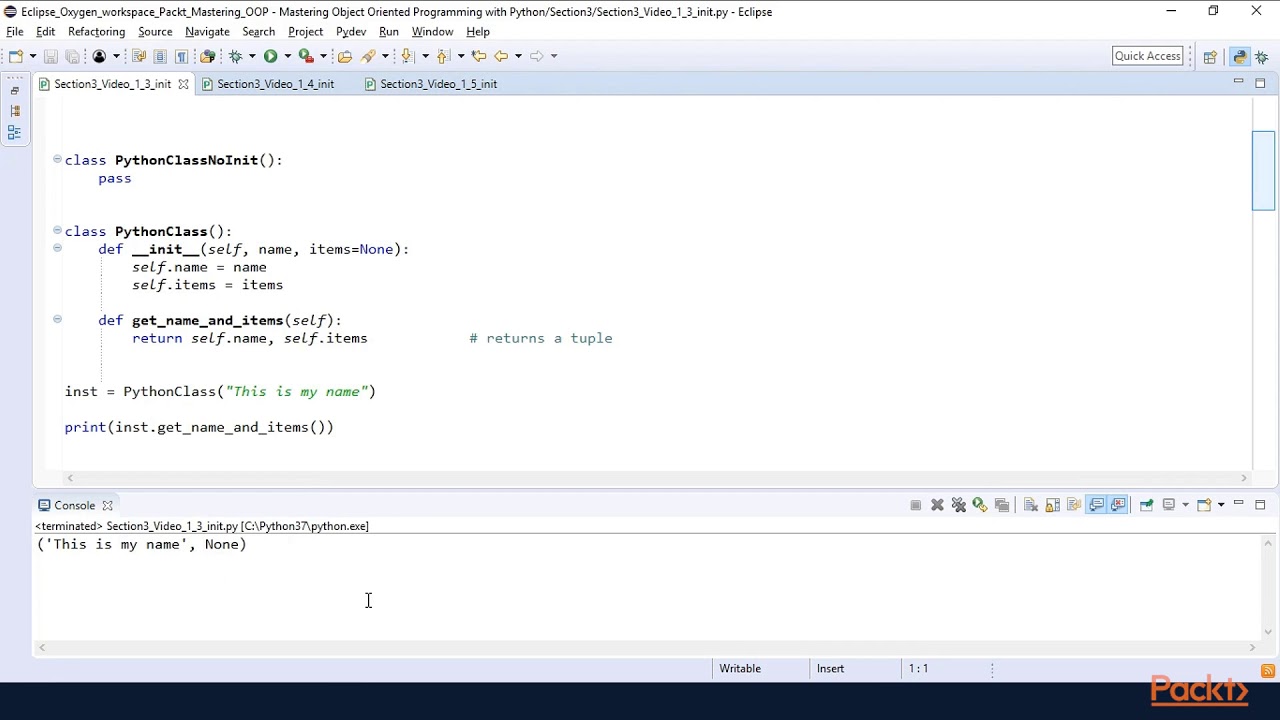 Mastering Object-Oriented Programming with Python :Pass Agument into init Initilize| packtpub.com