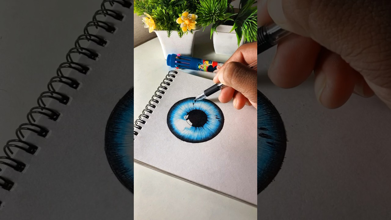 Blue eyes ball multi colour pen sketch