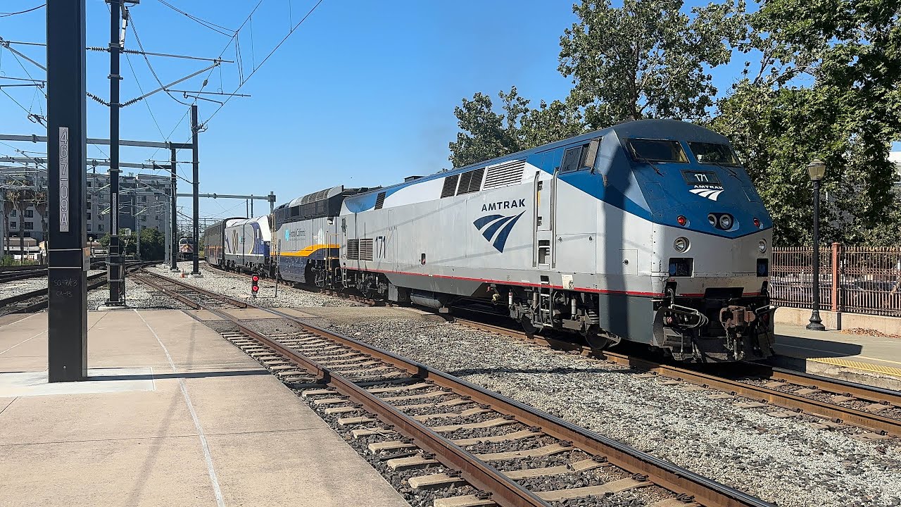 TripleHeader Amtrak Capitol Corridor Train #542 Arriving at San Jose Diridon Station in San Jose CA