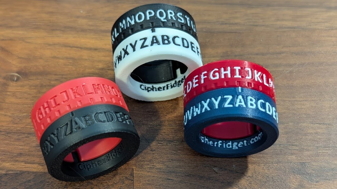 CipherFidget - 3D Printed Customizable Caesar Cipher Decoder Ring