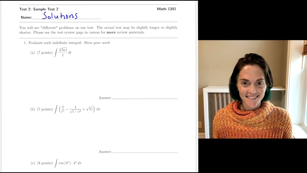 Calculus I: Test 2 Review (Second Sample Test)
