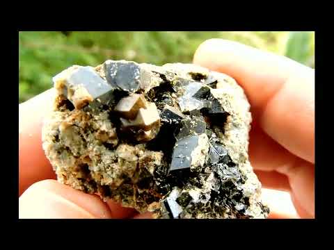 Epidote crystals and Andradite garnets mineral specimen from Kimmeria in Macedonia-Thrace in Greece