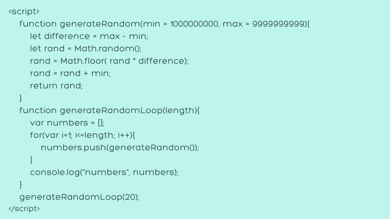 Generate 10 digits random numbers using javascript #javascript #coding #developer #tutorial