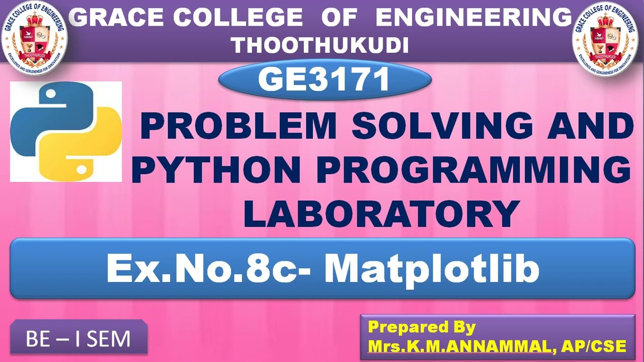 GRACE COE- GE3171-PYTHON PROGRAMMING–EX.NO.8(C)–IMPLEMENTING PROGRAMS USING MATPLOTLIB
