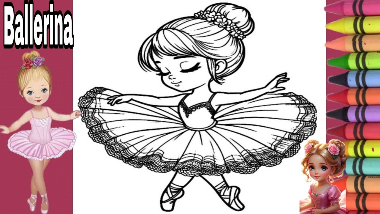 Beautiful Ballerina Girl Coloring pages/coloring Book/dancing girl coloring page