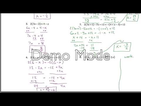Linear Equations Worksheet
