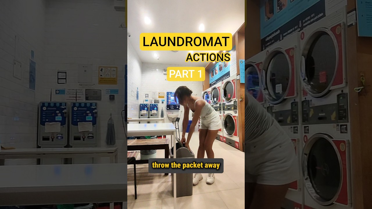 LAUNDROMAT ACTIONS #shorts #englishvocabmastery #esl #englishforbeginners #everydayactions