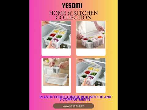 Plastic Food Storage Box with Lid And 6 Compartments