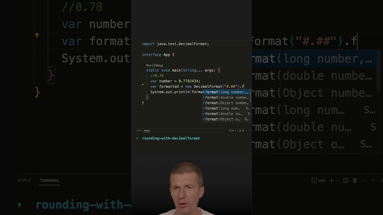 Rounding a Double ...With a Formatter (DecimalFormat) #java #shorts