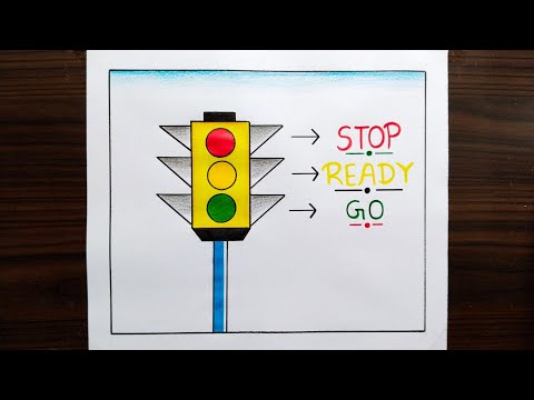 How to Draw Traffic Light / Traffic Signal Drawing / Road Safety Drawing /Traffic Light Drawing Easy