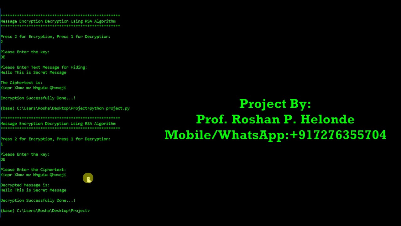 Encryption Decryption Using RSA Algorithm Python Source Code