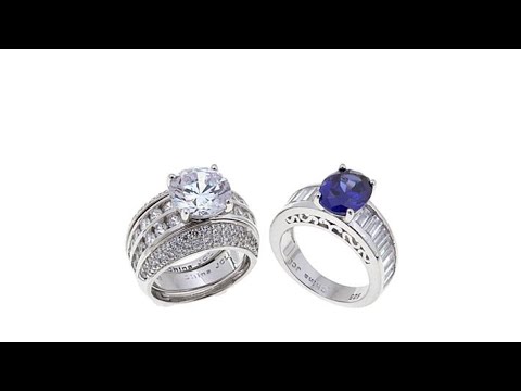 Absolute 9.08ctw Blue and Clear 3pc Ring Guard Set