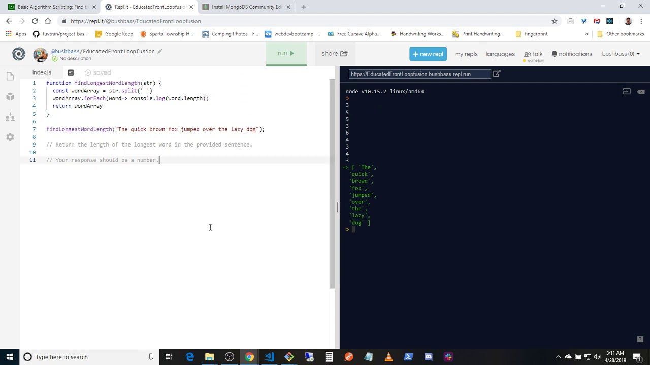Basic Algorithm Scripting Find the Longest Word in a String Solution - freeCodeCamp