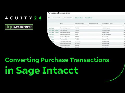 Converting Purchase Transactions in Sage Intacct