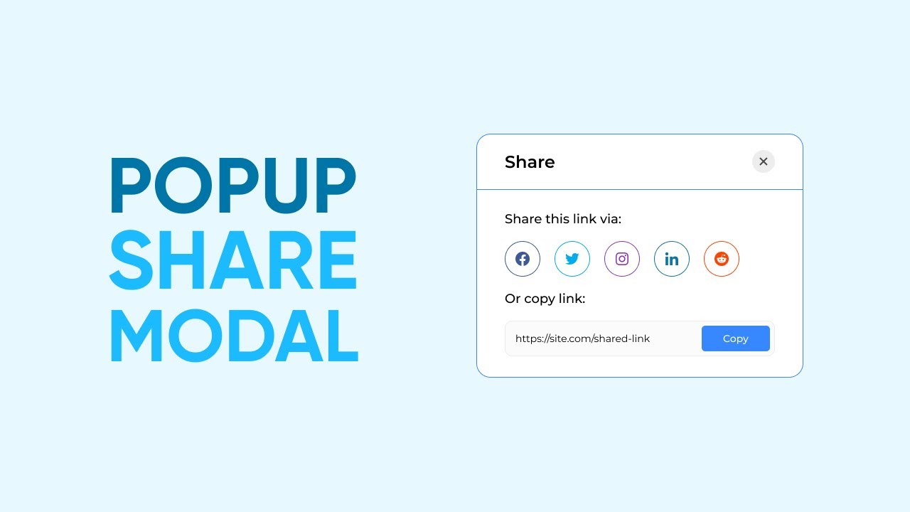 Popup Share Modal using HTML, CSS & JavaScript