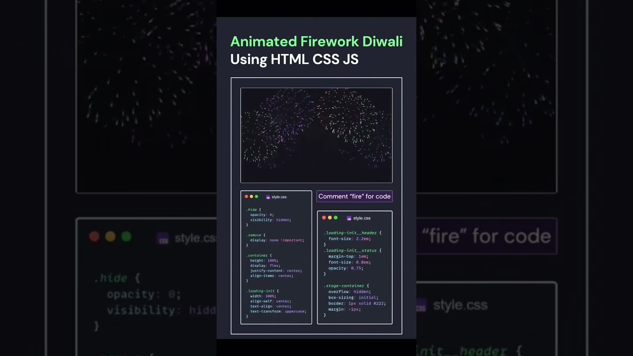 🔥🎆Diwali Fireworks Animation 🪔 Using HTML CSS JS 💻✨#coding #shorts #trend #viral #youtube #trending