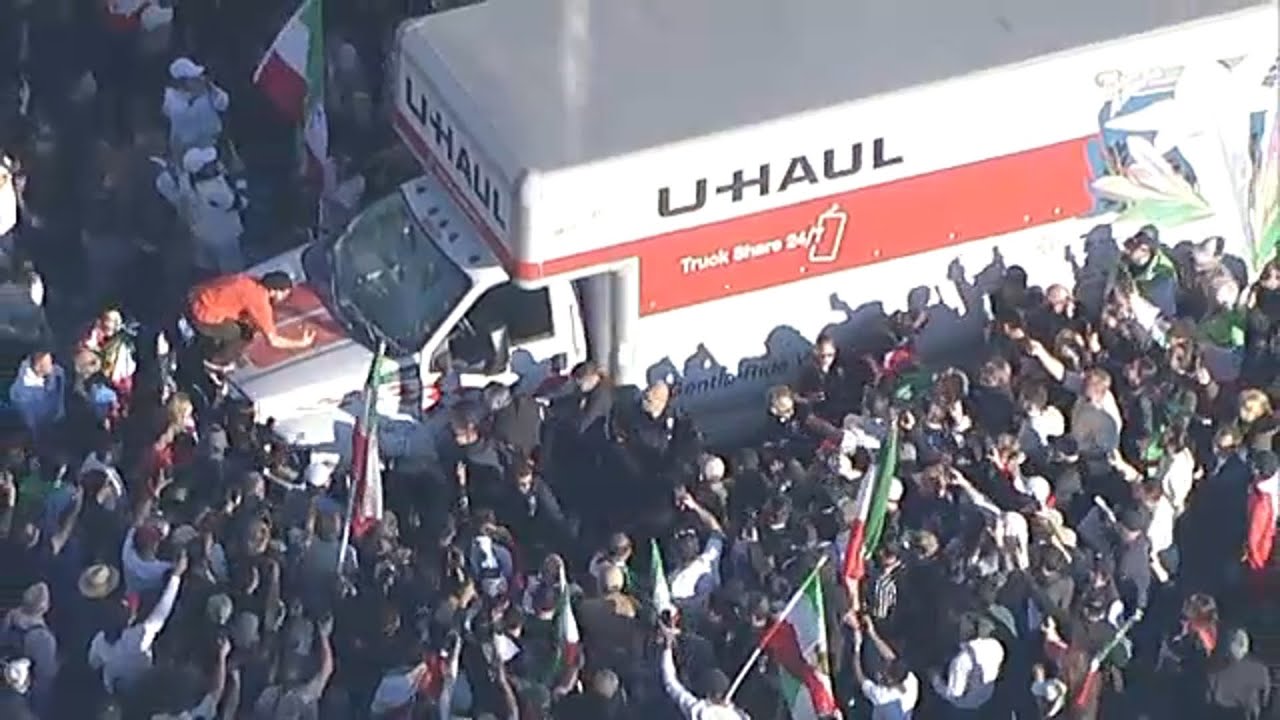 Chaos erupts after U-Haul drivers into crowd anti-Iranian regime protest in Westwood