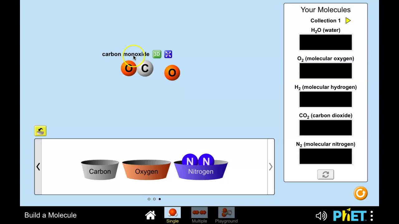 Instructions for pHET Build a Molecule Simulation