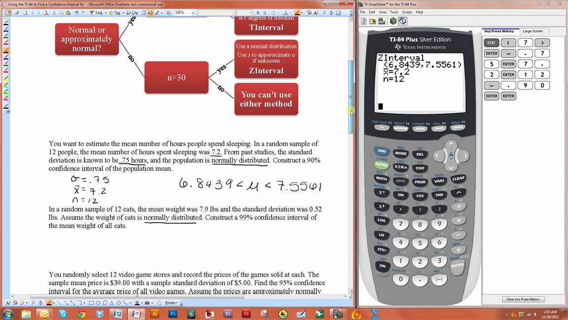Using the TI-84 to Find a Confidence Interval for a Population Mean (ZInterval and TInterval)