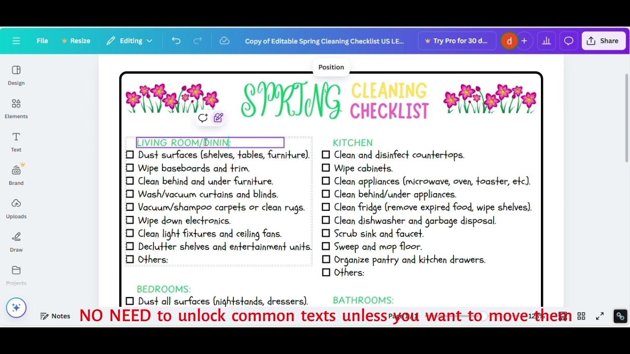 Editable Spring Cleaning Checklist How To Edit Video