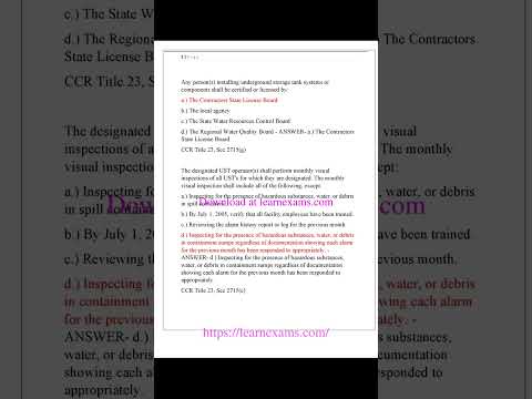 ICC CALIFORNIA UST INSPECTOR EXAM NEWEST 2024 ACTUAL EXAM