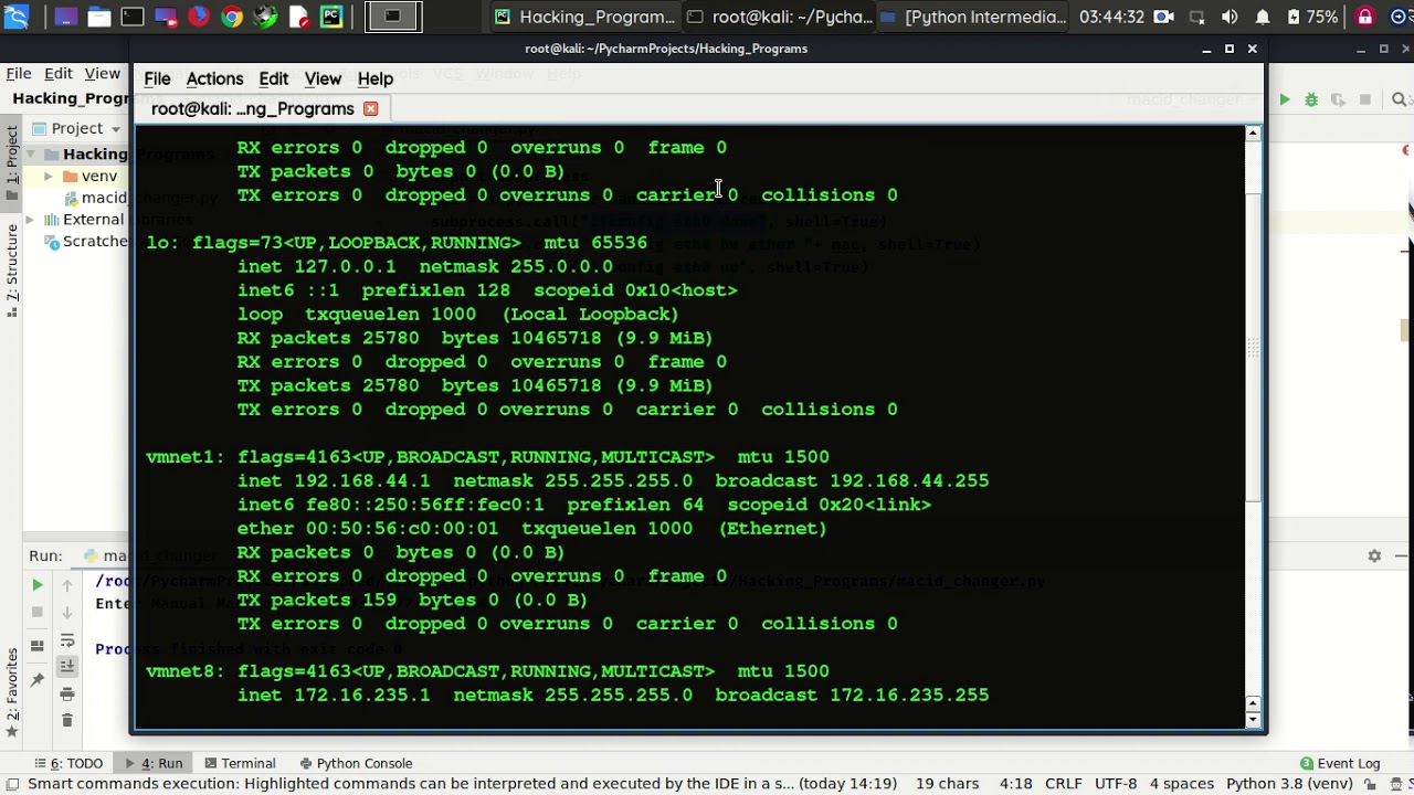 Mac id or address Changer for Kali Linux using Python Script