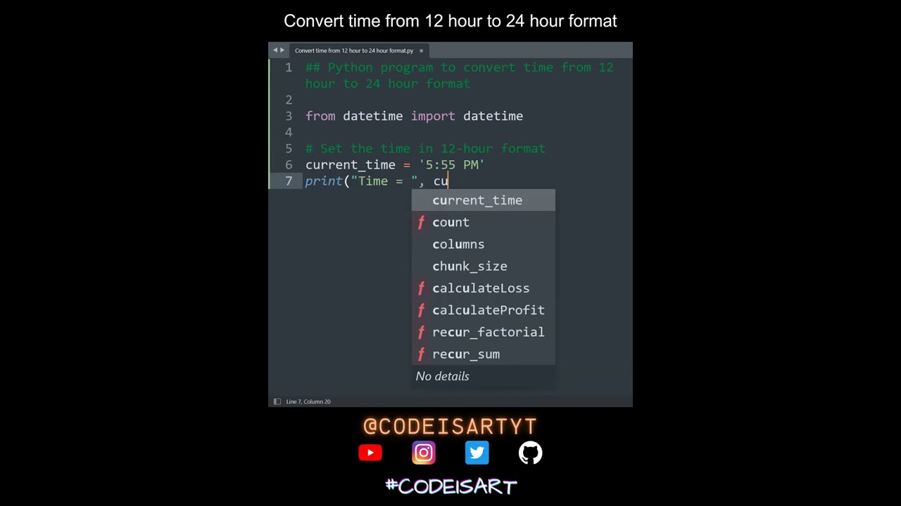 Convert time from 12 hour to 24 hour format in Python | Python Examples | Python Coding Tutorial