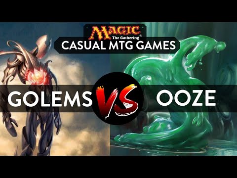 CASUAL MTG GAMEPLAY: Golem Tribal deck vs Ooze deck (round 1)