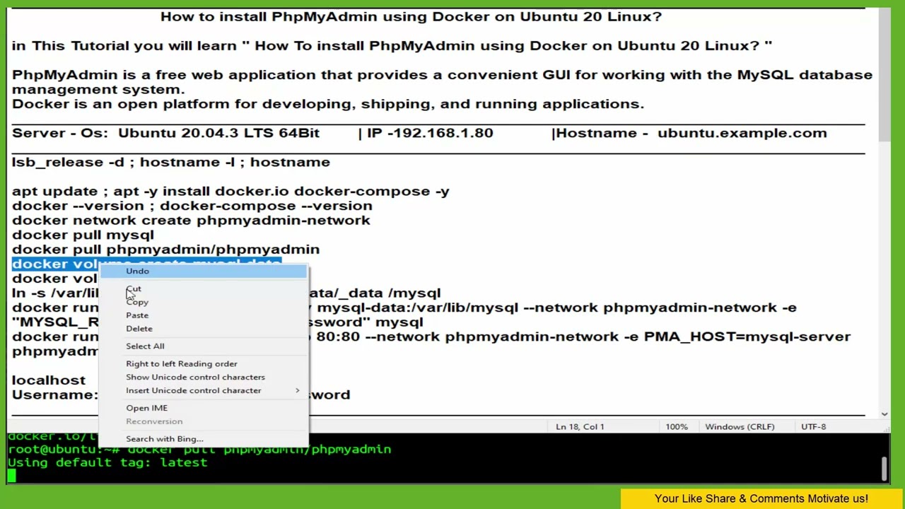 How to install PhpMyAdmin using Docker on Ubuntu 20 Linux