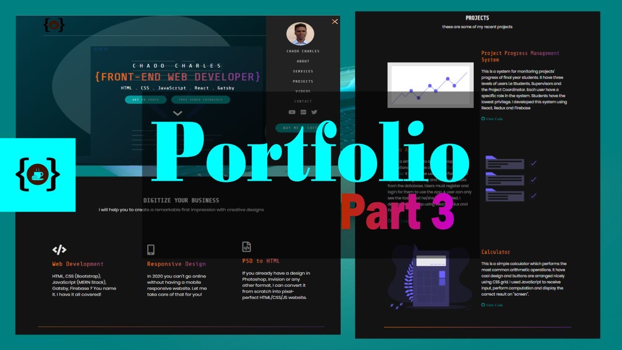 Creating a Responsive Portfolio Website Using Pure HTML, CSS and JavaScript [PART 3]